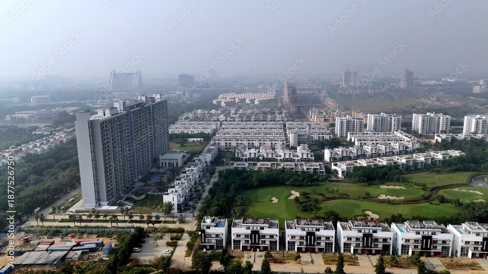 Drone view of Jaypee Greens township, showcasing modern residential ...