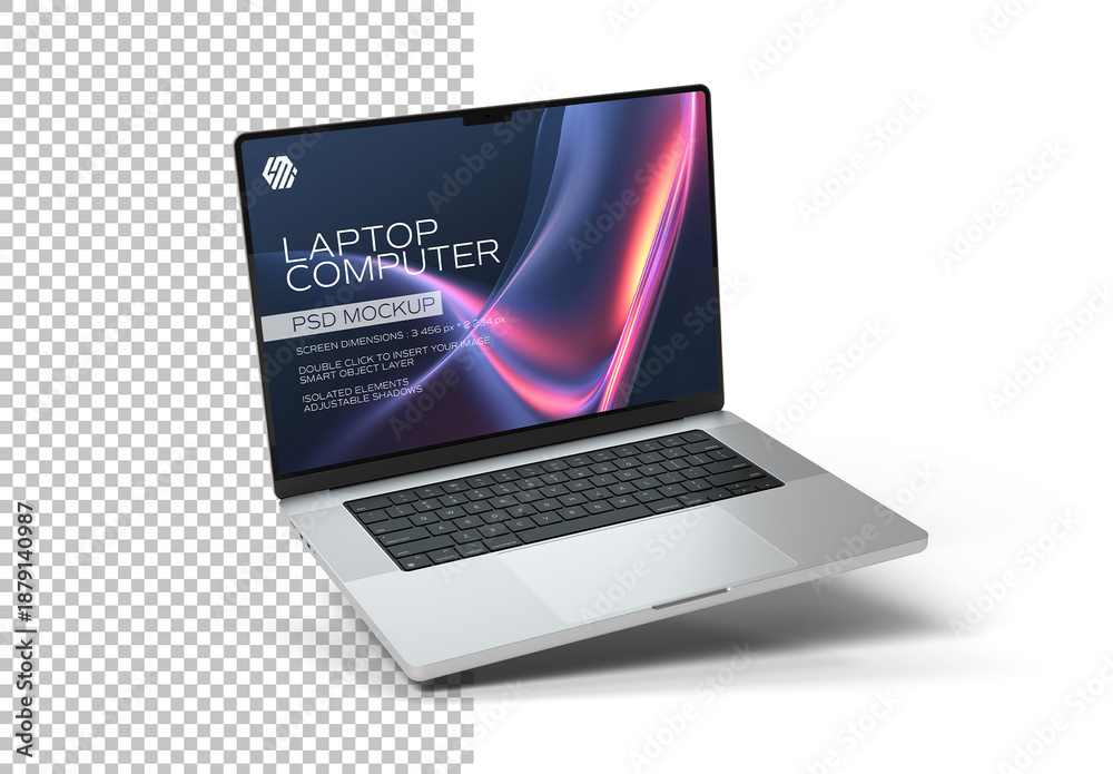 Modern Laptop Mockup Isolated on White Background Stock Template ...