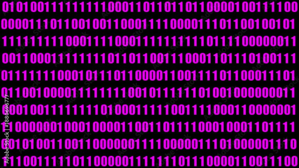 Binary Code on Black Digital Background. Rows of ones and zeros in a ...