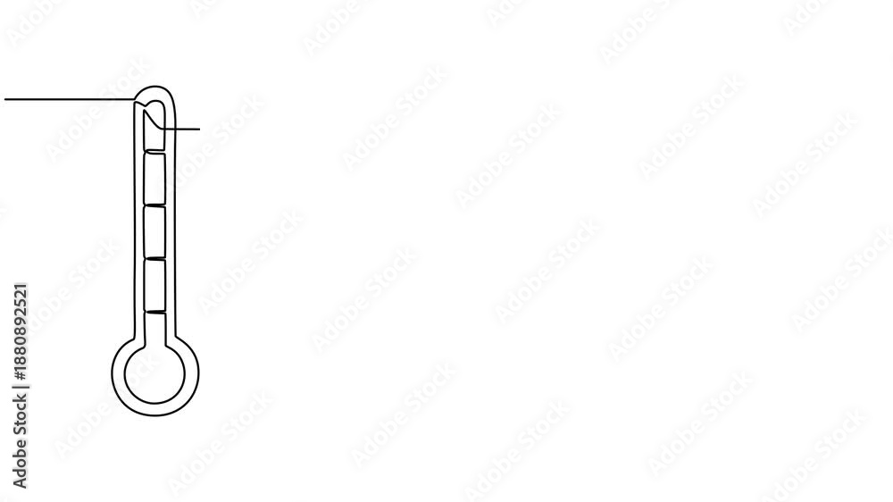 Animated self drawing of Continuous one line drawing of thermometer ...