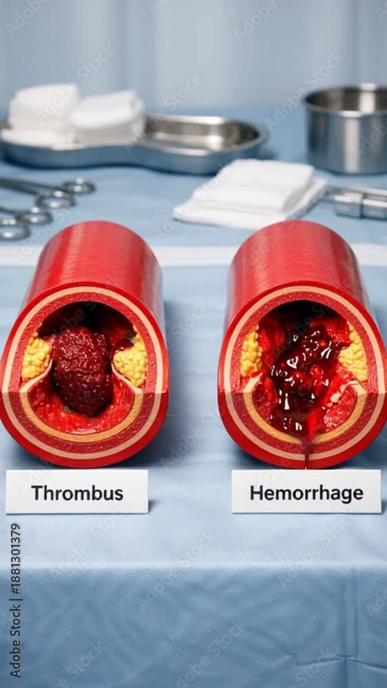 Stockvideo Medical artery model blood vessel thrombus hemorrhage blood ...