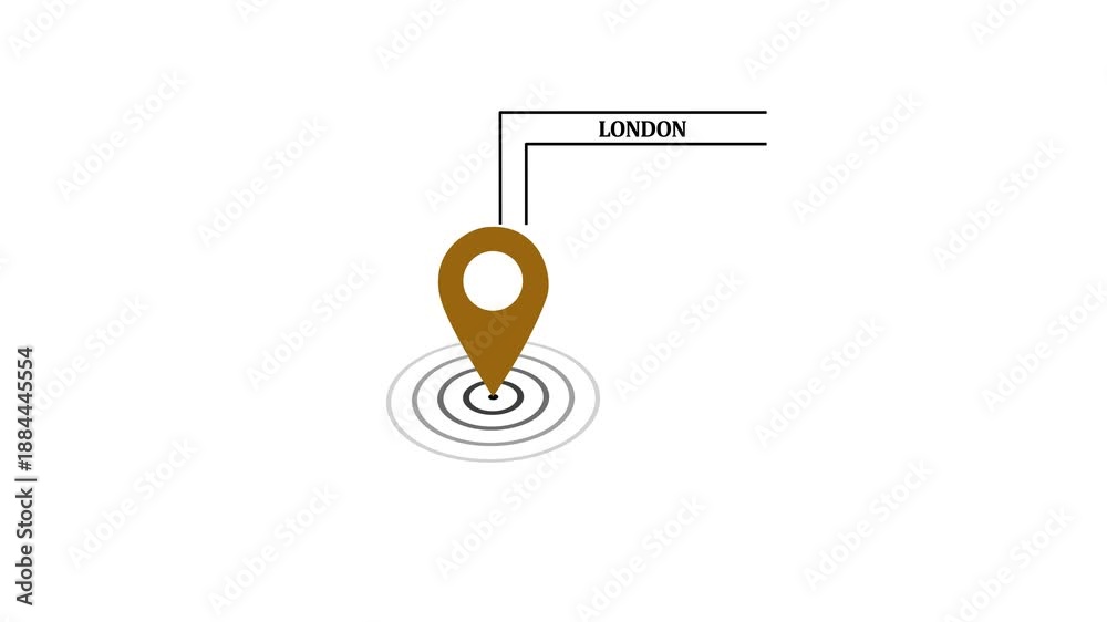 London GPS Map pin Location Animation with Digital Navigation Pointer ...