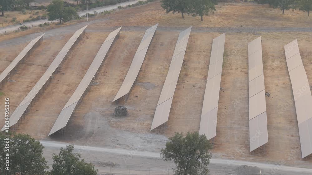 Renewable energy Solar park under construction in Spain, Europe Stock ...