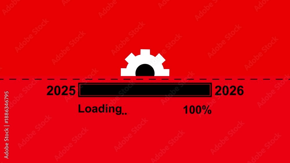 2026 new year loading bar animation. Year change concept. Loading bar ...