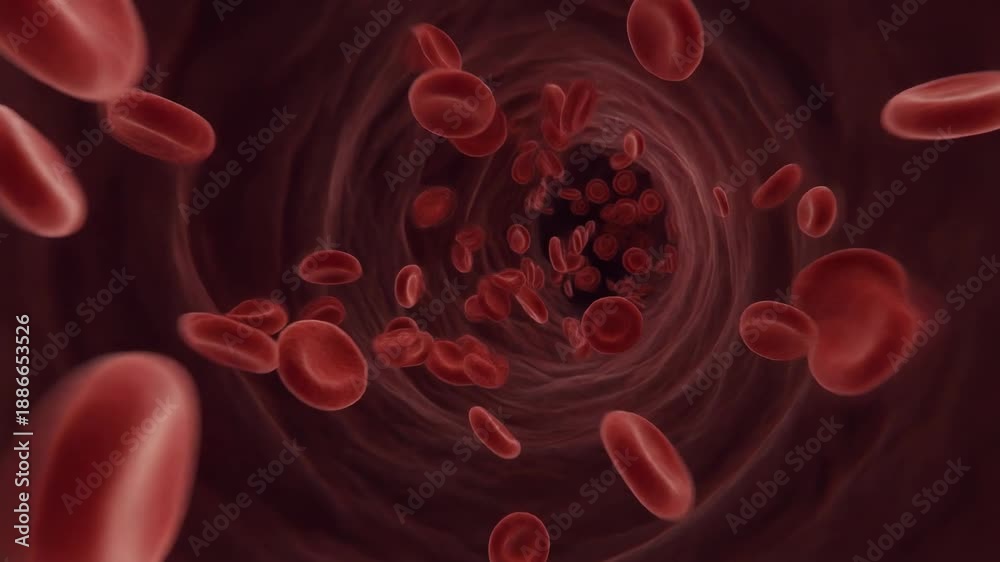 Firefly exploring vibrant red blood cells inside a dynamic blood vessel ...