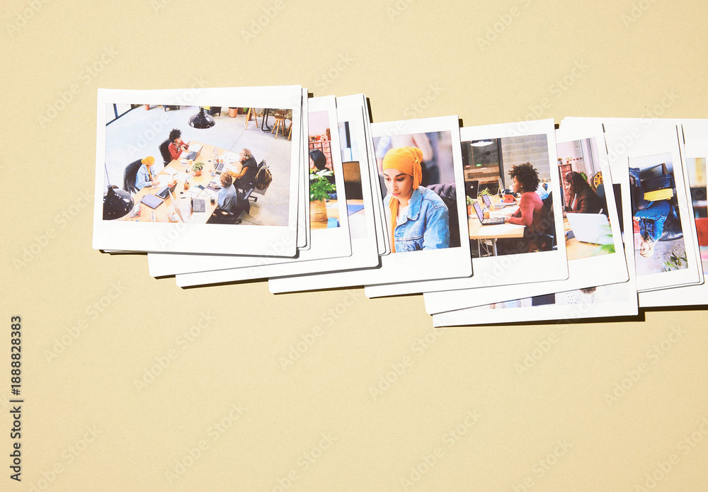 Mockup of real photo from Several blank polaroids arranged on a plain ...