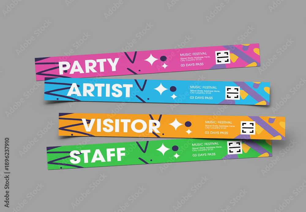 Event Wristband Ticket Pass Design Layout Stock Template | Adobe Stock