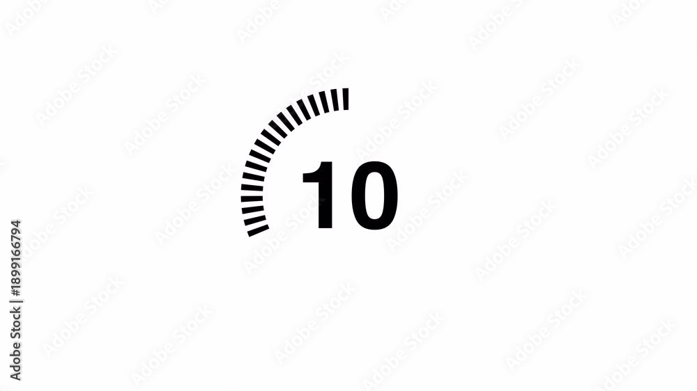 15 Second Digital Countdown Timer Animation, Round Dashes Circle Design ...