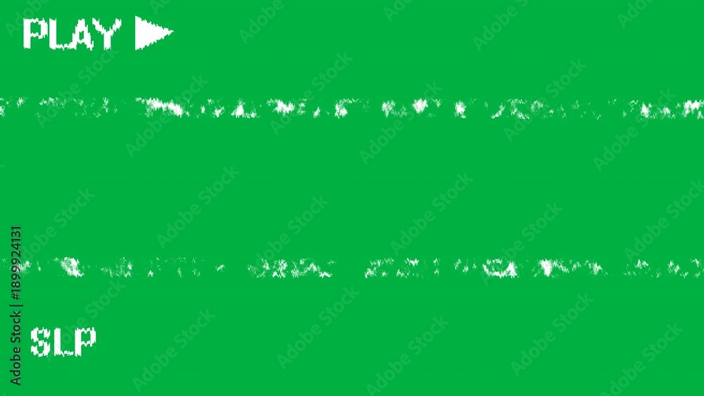 Stockvideon A chroma key green screen features a vintage VHS overlay ...