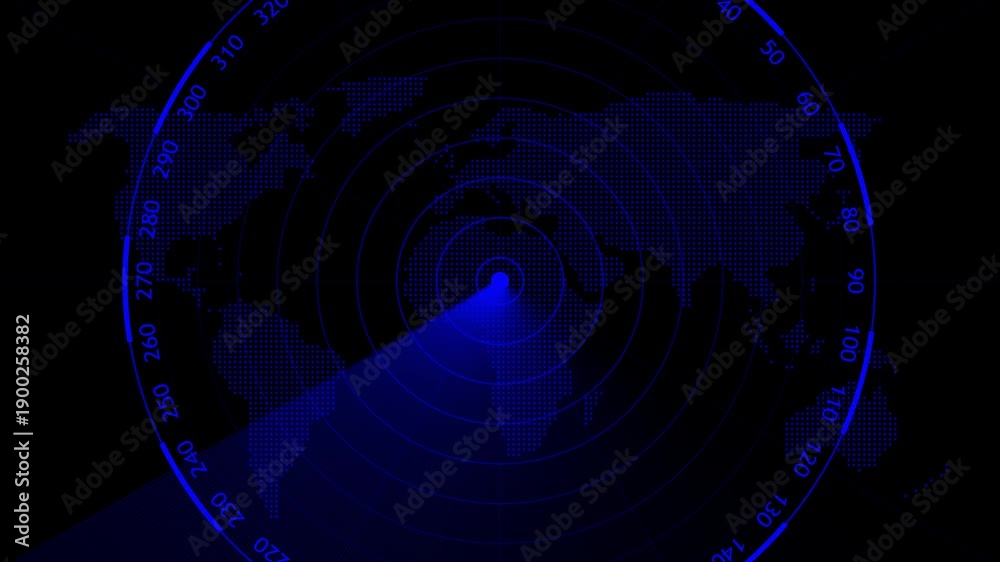 Radar screen loop with scanning beam circular grid. Scanning Submarine ...