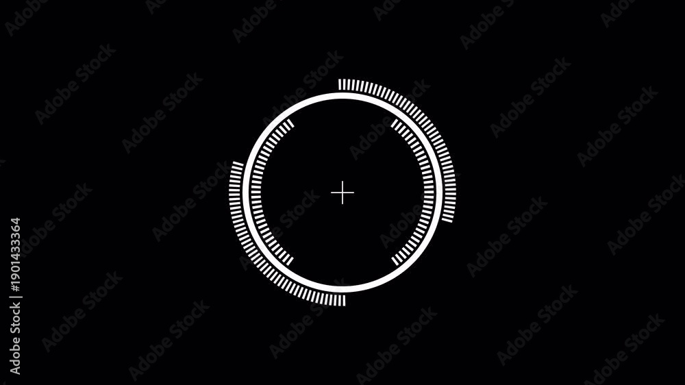 Simple white crosshair HUD with multiple rotating segmented circle ...