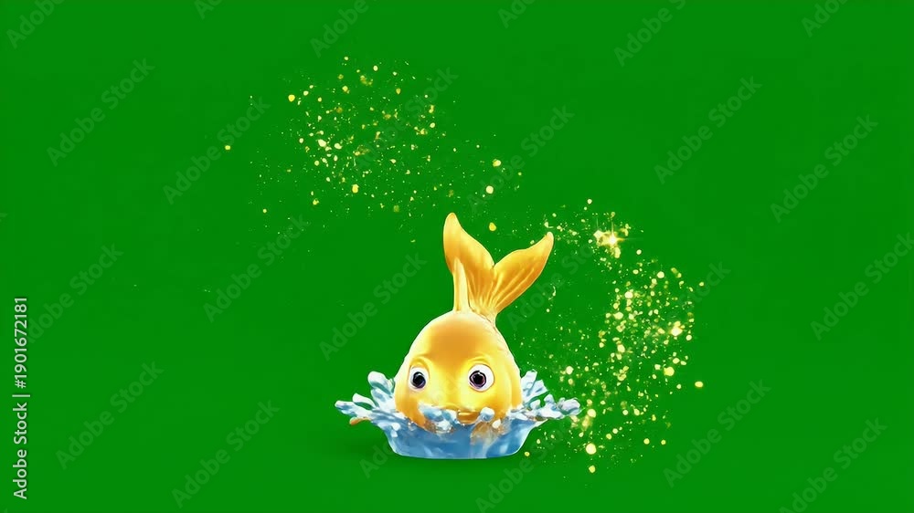 Cartoon Goldfish Animation on Green Screen - This video shows a cartoon ...