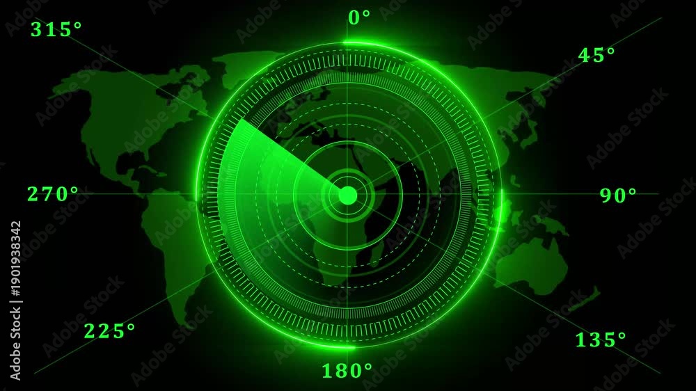 Radar screen animation, moving radar HUD call animated. Sonar tactical ...