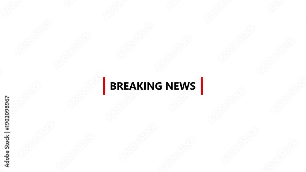 Breaking News text animation with white screen for footage. Suitable ...