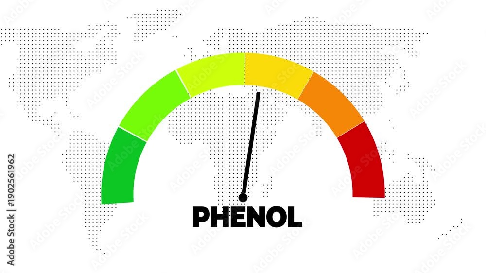 Structural chemical formula of phenol and level scale. Concept of ...