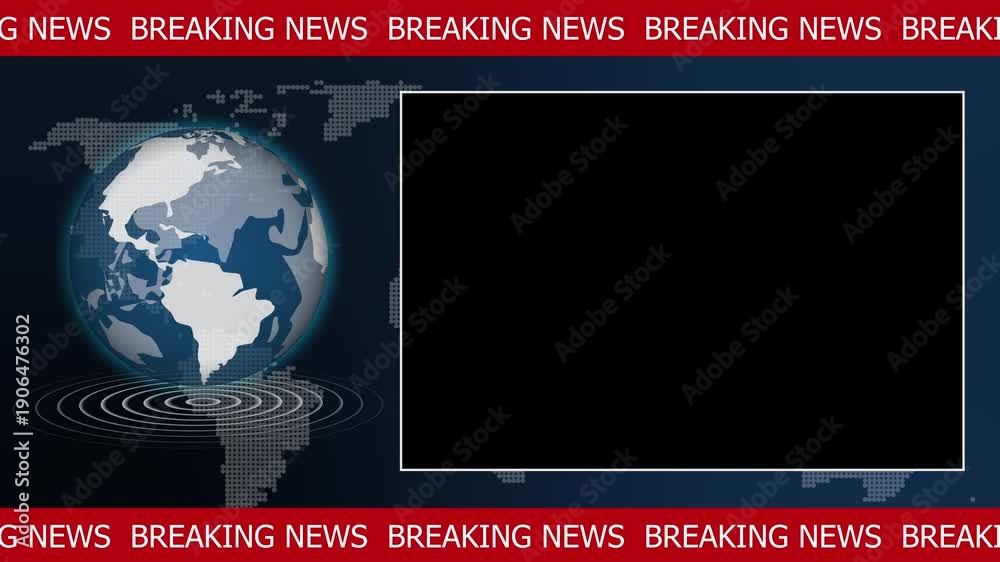 Breaking News Background Animation: Blue Digital Earth Globe with Red ...
