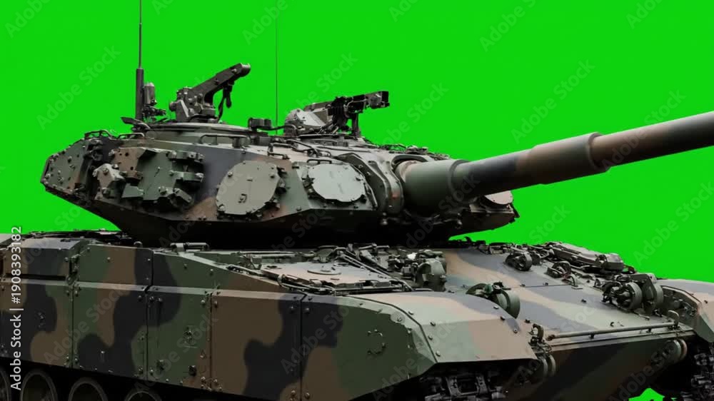 Modern Main Battle Tank Turret and Cannon Animation Green Screen Stock ...