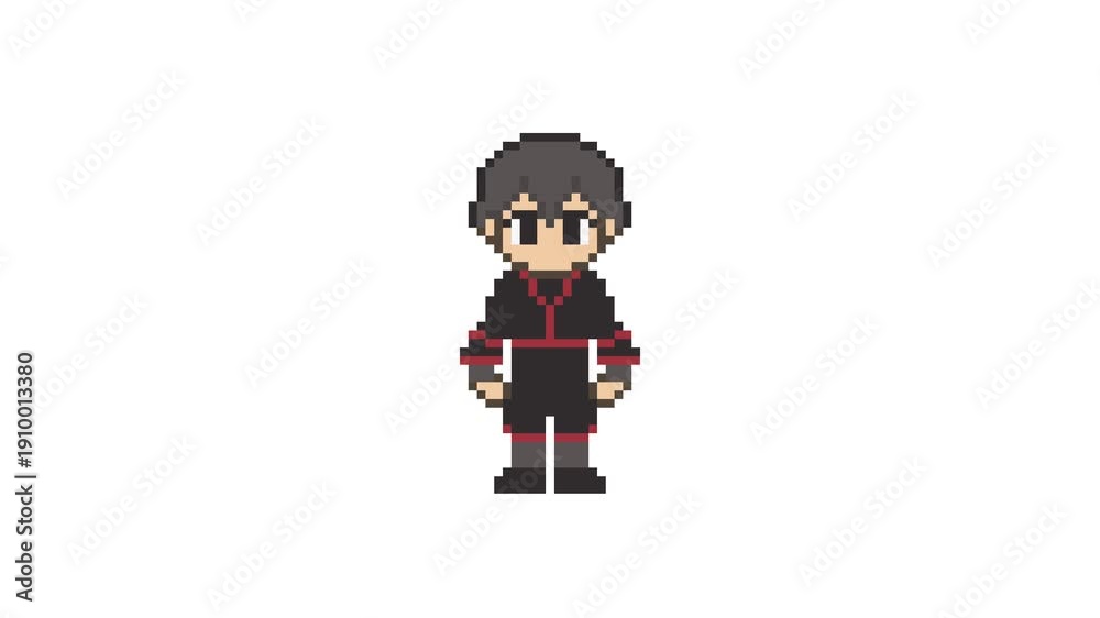 8-bit pixel art rpg game ninja character idle. looped animation 4k ...