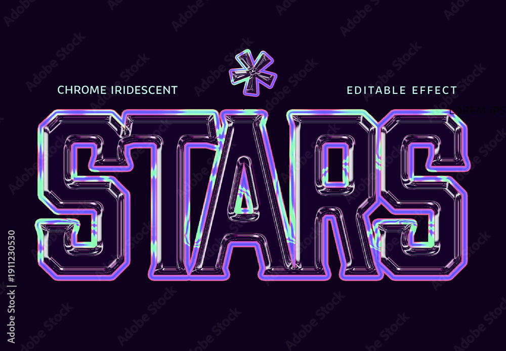 Chrome Iridescent Prism Text Effect Stock Template | Adobe Stock