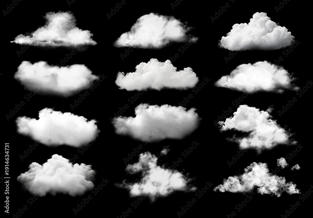 Variety Of Fluffy Clouds Design Set Stock Template | Adobe Stock