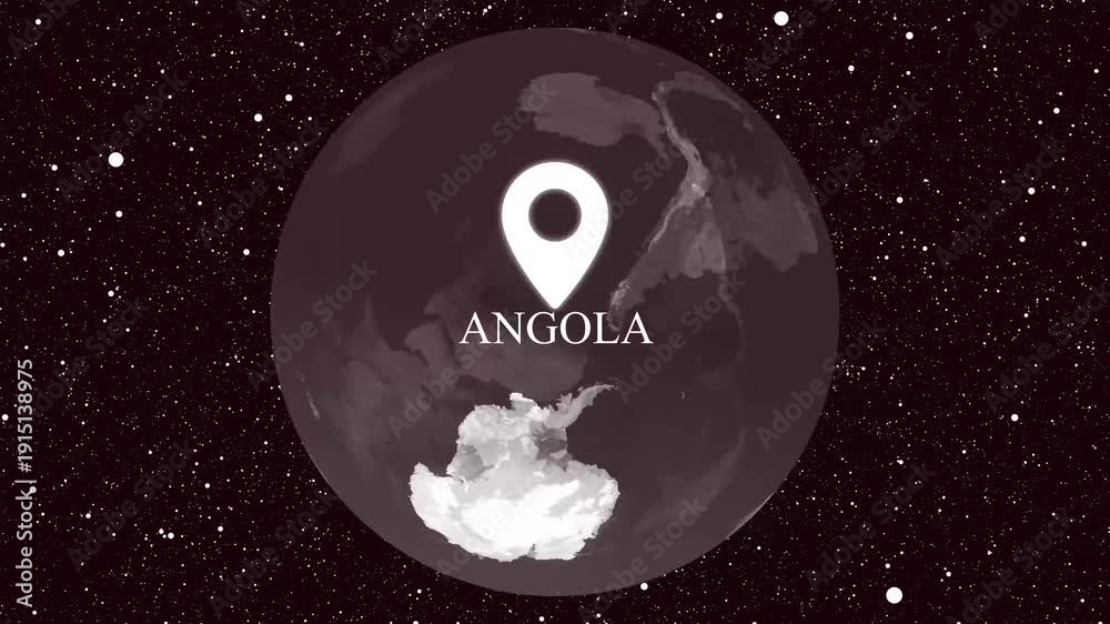 Angola Map on Earth Globe with Pin Location Marker in Space Stock Video ...
