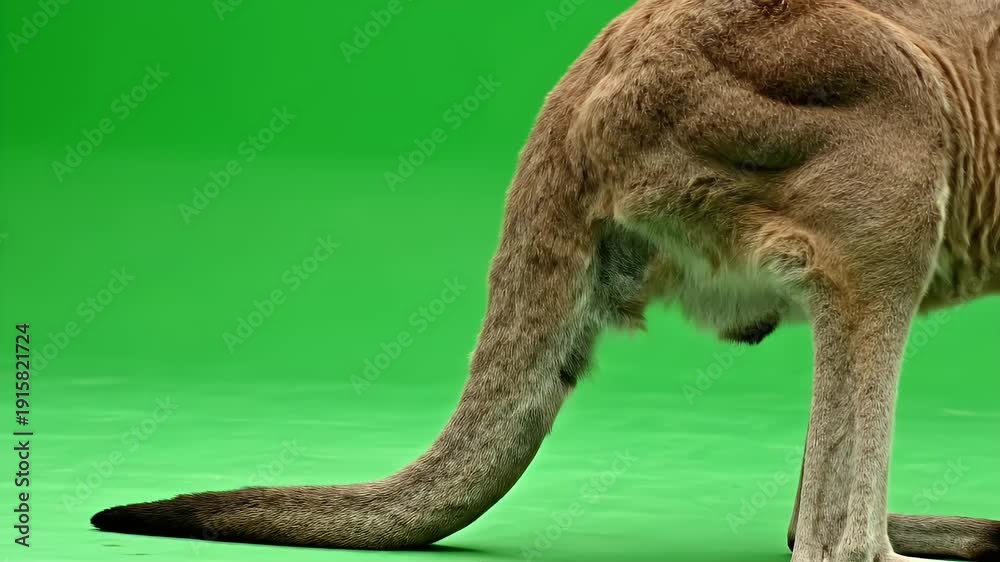 Muscular Kangaroo Tail Balancing with Natural Motion on a Vibrant Green ...