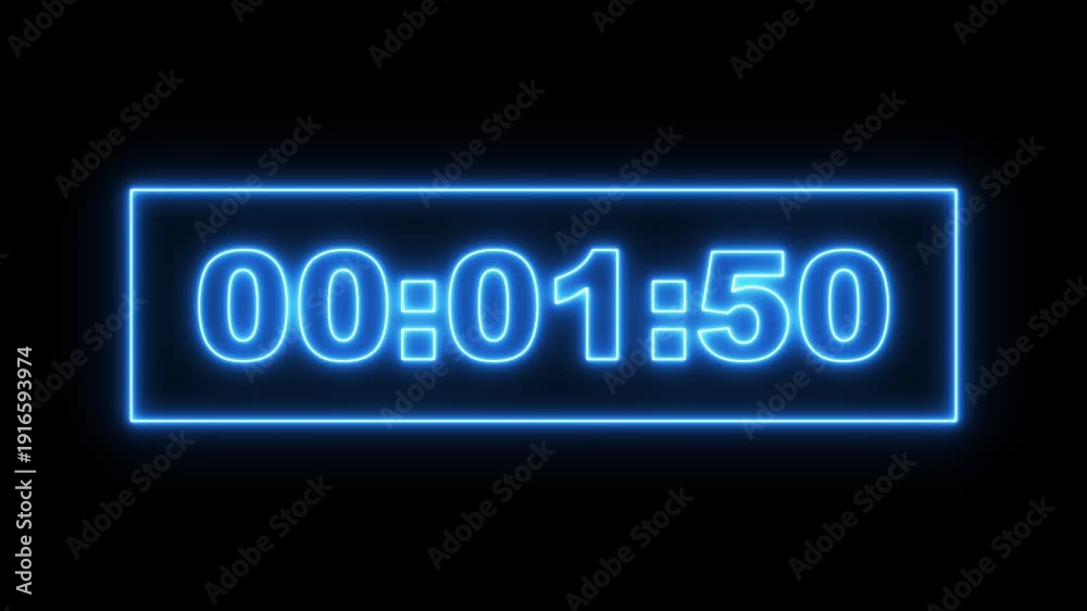 Neon Animated Digital 2 minutes countdown timer Animation . Perfect for ...