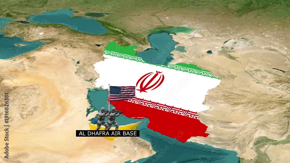 UAE Al Dhafra Air Base and Iran Strategic Map Showing Locations and ...