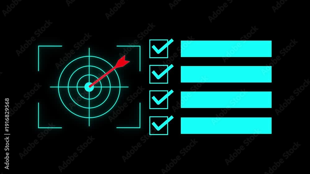 business goal setting and task management concept with a list of tick ...