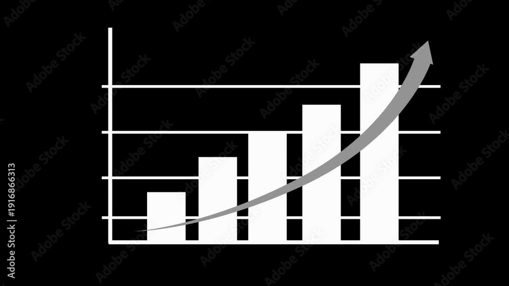 Ascending bar chart with curved upward arrow animation Stock Video ...