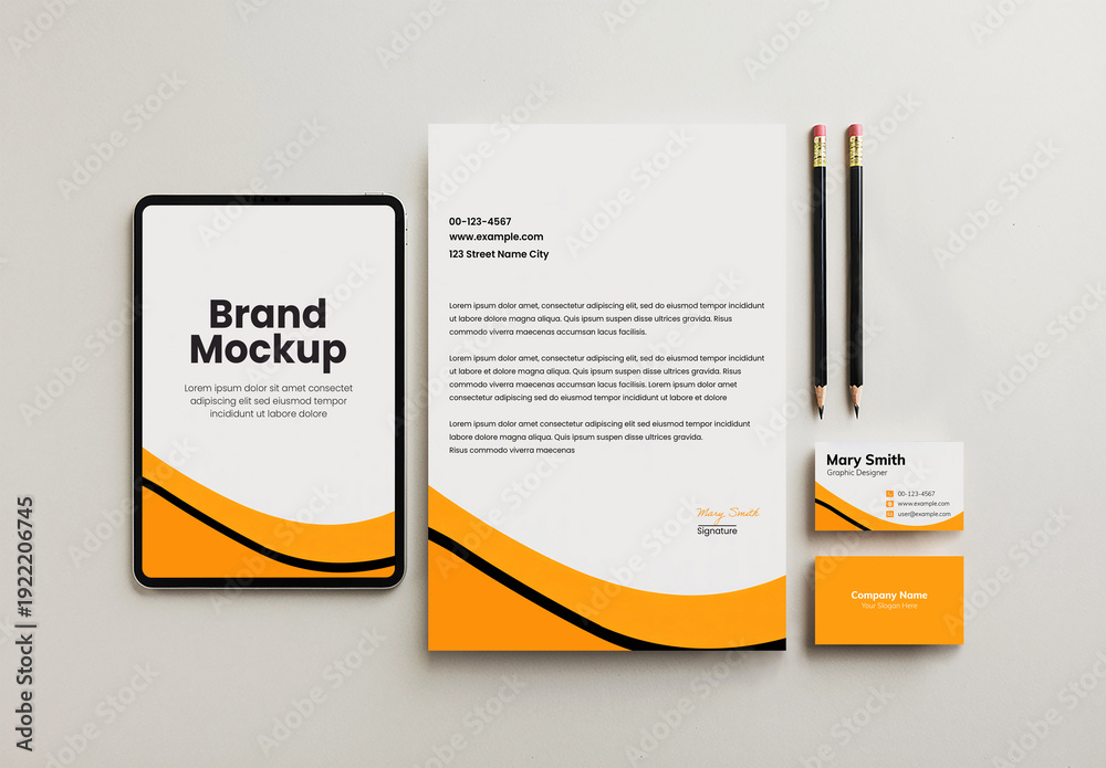 Digital Branding Mockup with Tablet Stock Template | Adobe Stock