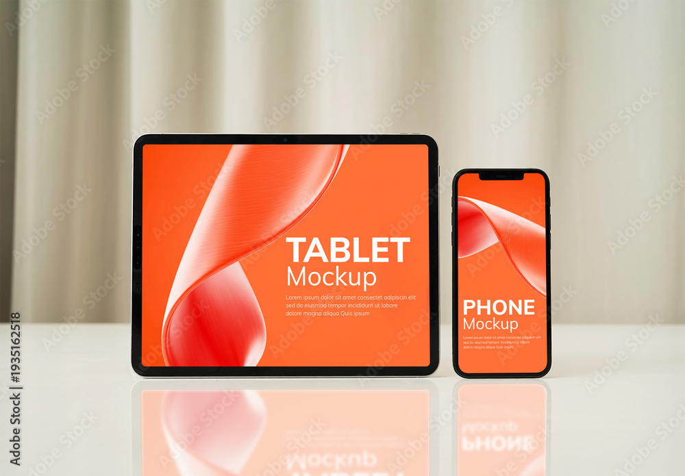 Realistic Tablet and Smartphone Mockup Stock Template | Adobe Stock
