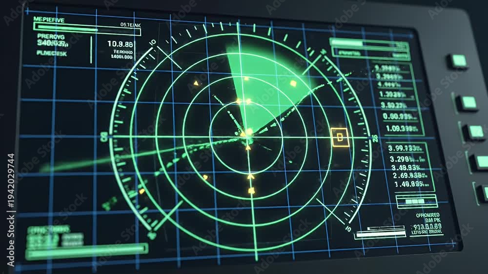 Video Stock Digital Radar Interface Display - This video shows a ...