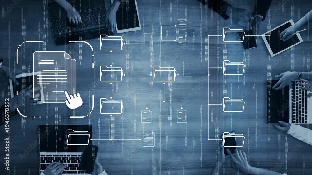 Digital file structure showing folder organization, file hierarchy, and ...