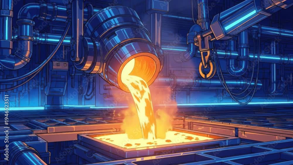 Molten metal pouring into mold in industrial setting Stock Video ...