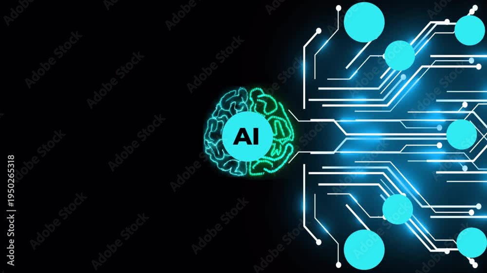4K Transparent Agentic AI Digital Brain Animation. Glowing Multi-Agent ...