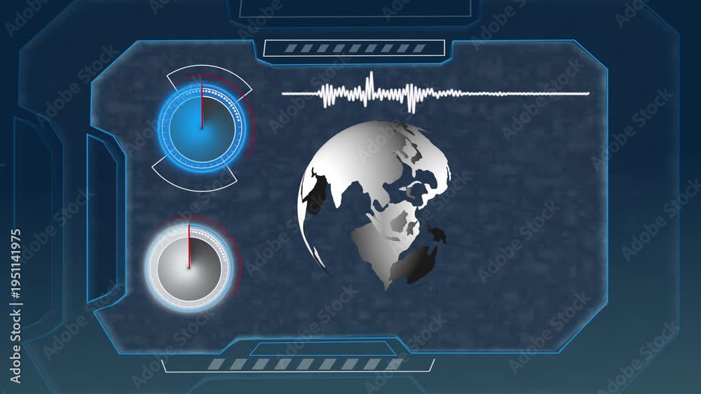 Seismic dashboard animation displaying earthquake intensity globally ...