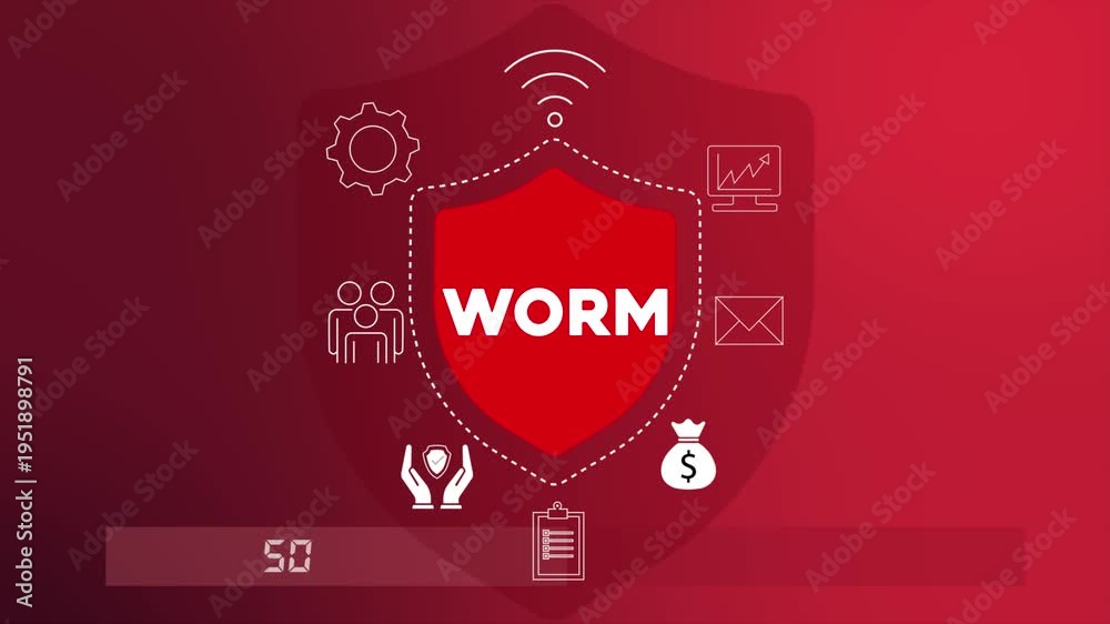 Computer worm cyber attack spreading automatically through network ...