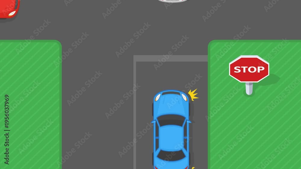 Safe driving and traffic regulation rules. Top view of a traffic flow ...