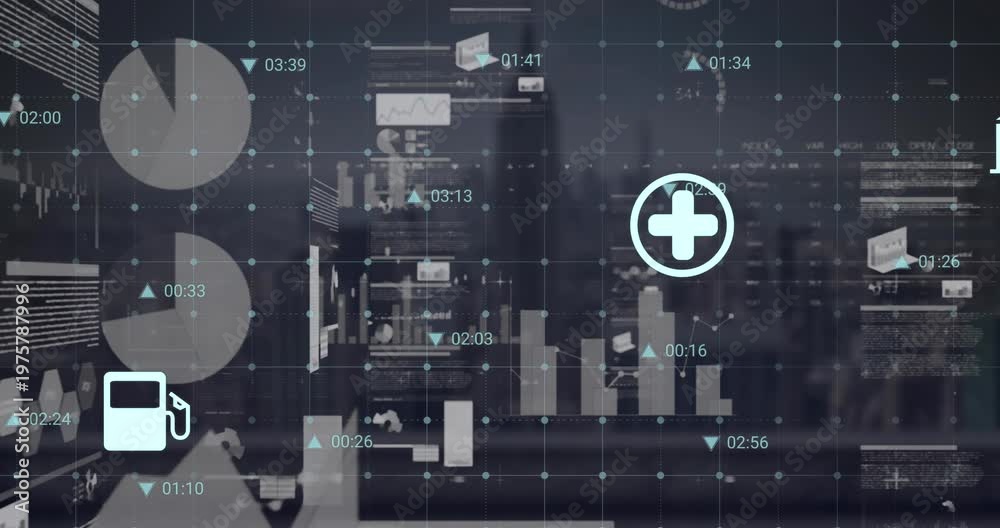 Graphs and numbers moving on a transparent background Stock Video ...