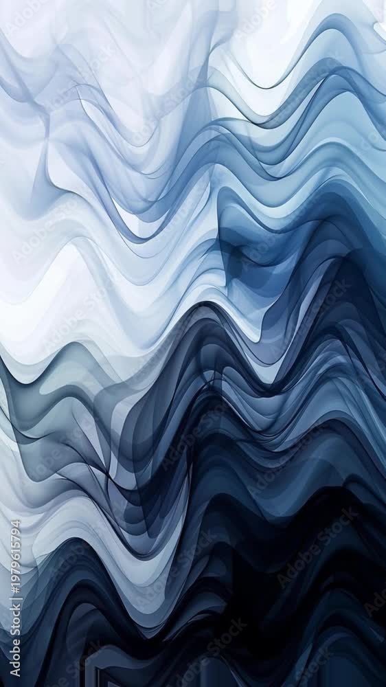 Dense layers of blue ink waves creating a complex and moody abstract ...