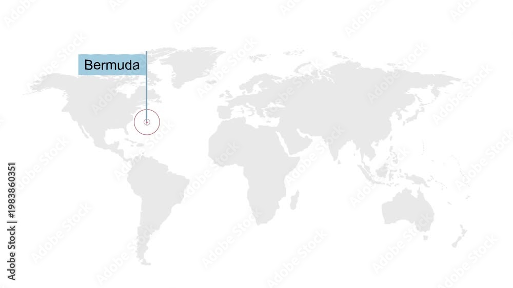 Bermuda Map Location Pointer Animation on World Map Stock ビデオ | Adobe Stock