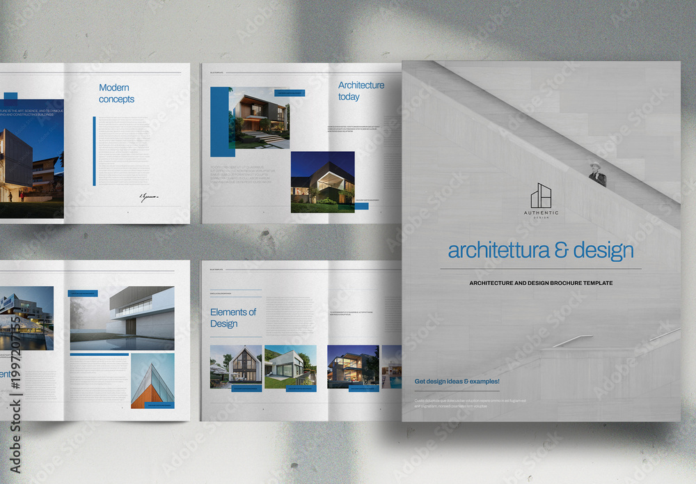 Blue Modern Architecture Portfolio Brochure Layout Stock Template ...