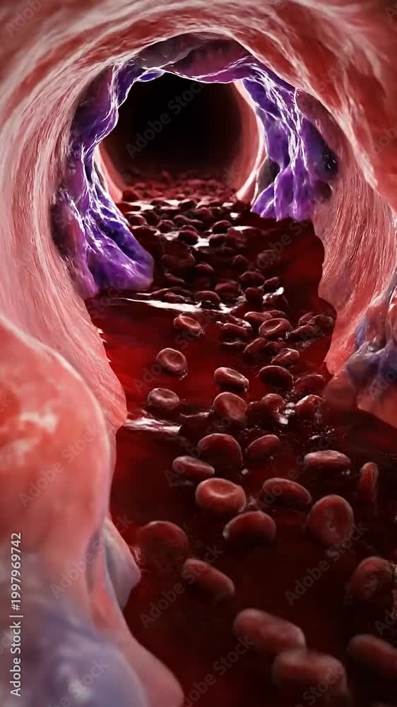 Varicose vein blood pooling inside vessel and artery interior medical ...