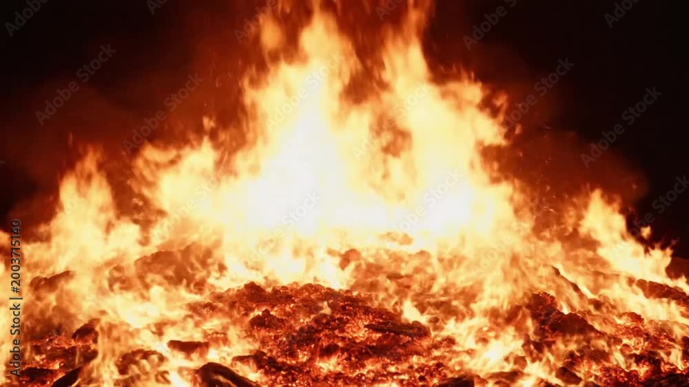 Visual display of fire and flames with bright colors and dynamic ...