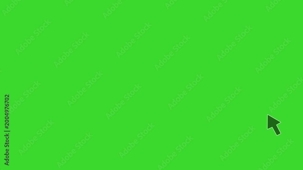 Mouse pointer cursor click press animation on green background, cursor ...