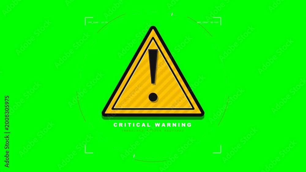 Critical Warning System Error HUD Animation with Exclamation Mark on ...