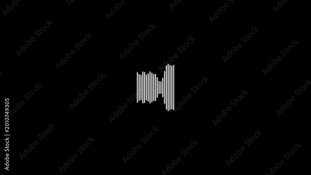 Minimalist digital audio waveform equalizer animation on black ...