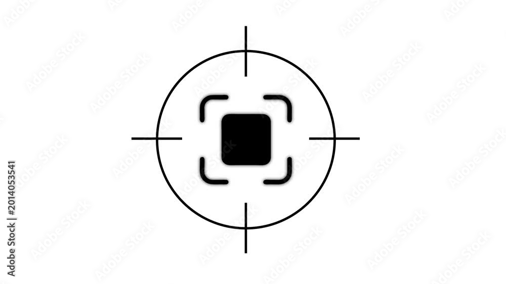 Minimalist camera autofocus target overlay animation, digital ...