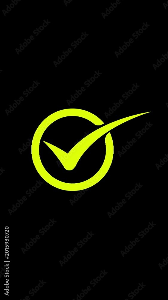 Animated Lime Green Check Mark Circle Icon, Approval Tick Symbol Loop ...